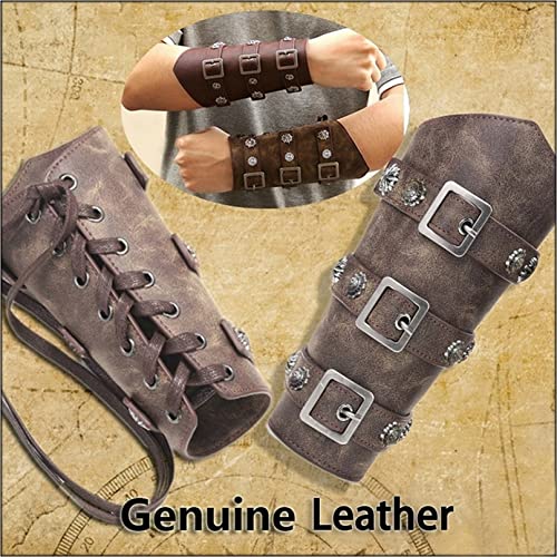Medieval Arm Guards Buckle Leather Armour Retro Wrist Gauntlets Viking ...