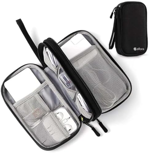 Elfora Cable Organizer Pouch | Travel Organiser Bag | Double Layer Storage for USB Cables ...