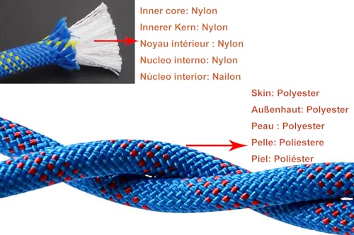 NorthPada 10 mm 30 Meter Nylon Static Rock Climbing Rope Explore a Cave ...
