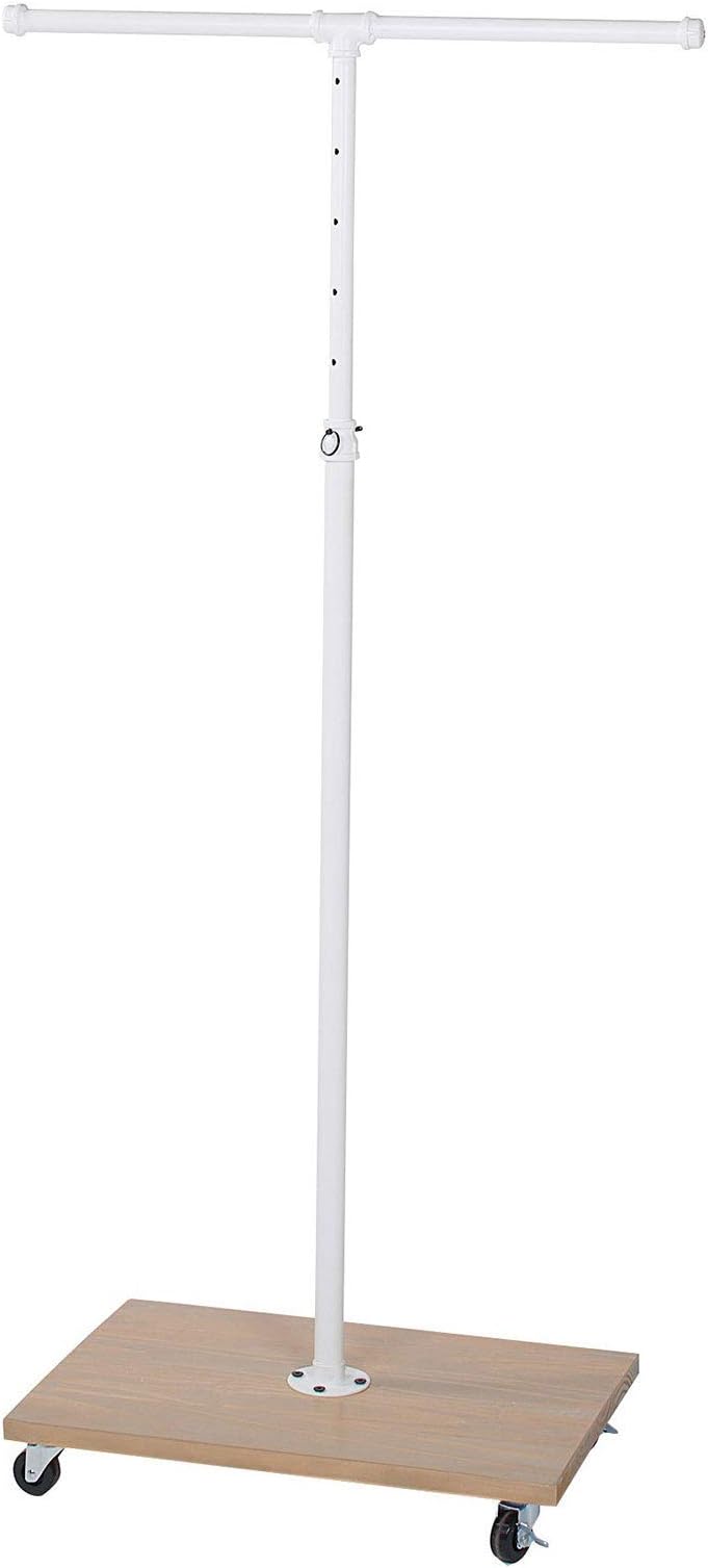 Amazon.com: SSWBasics 2 Way Clothing Rack - White Pipe - Wood Base and ...