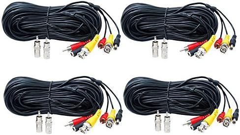 Amazon.com: Yuarisx 4 Pack 50ft All-in-One Video Power Cables, Security ...