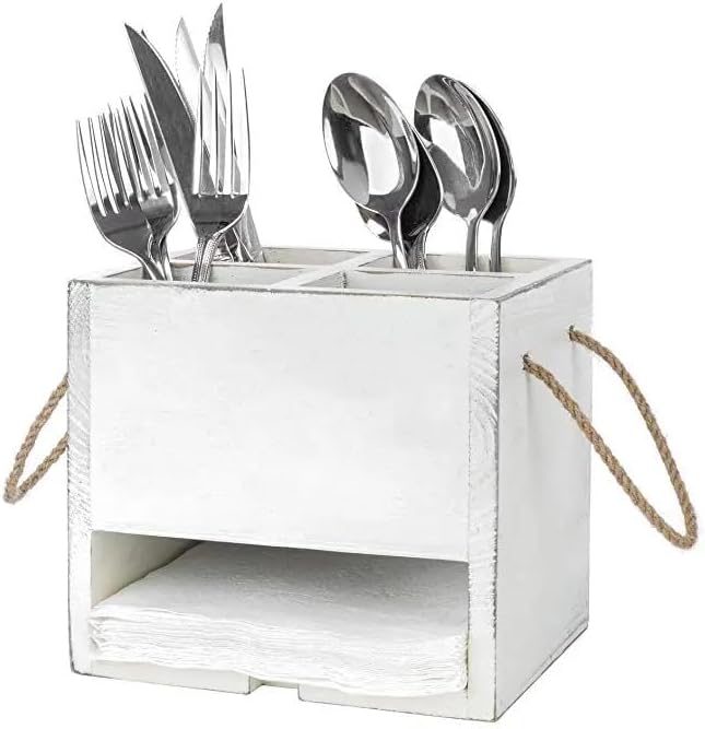 Amazon.com: Rustic Wood Utensil Organizer Caddy (Rustic Brown) : Home ...