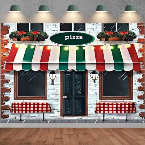 Amazon.com : Pizza Shop Photography Backdrop Vintage Pizzeria Shop ...