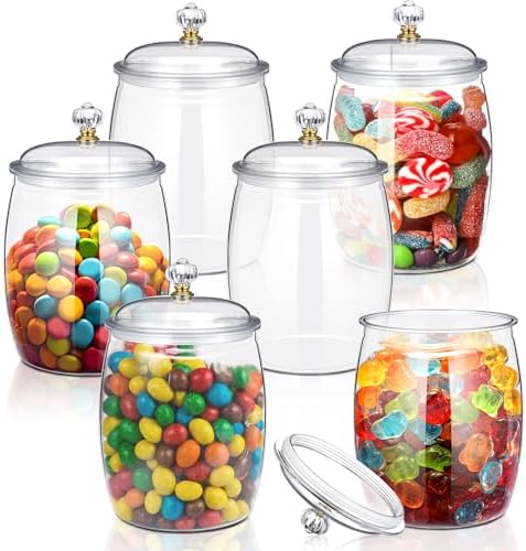 Amazon.com: Nuogo 2 Pcs 1 Gallon Candy & Cookie Jar Plastic Jars with Lids 128 oz Decorative ...