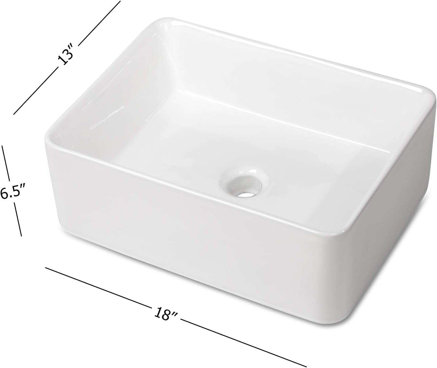 Snapklik.com : Rectangular Vessel Sink - 18" X 13" Modern Bathroom ...