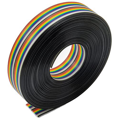10 Metres 20-Way Ribbon Cable – Flat Dupont Rainbow Wire Multi Coloured ...