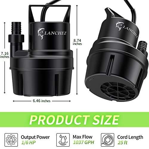 Snapklik.com : Lanchez Utility Pump 1/6 HP Submersible Sump Pump, 1037 ...