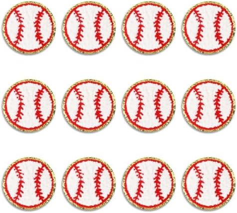 Amazon.com: 12pcs Baseball Chenille Patches Iron on Baseball Patch Sew ...