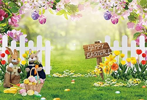 Amazon.com : 7x5ft Easter Backdrop for Photography Garden Easter Photo Decorations Background ...