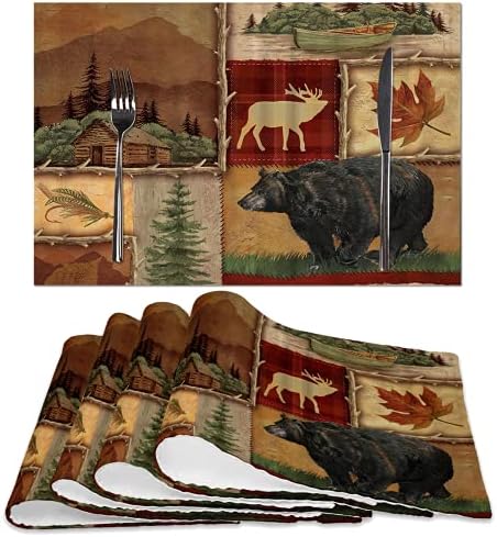 Amazon.com: Foruidea Autumn Nature Wildlife Animal Deers Placemats Set ...