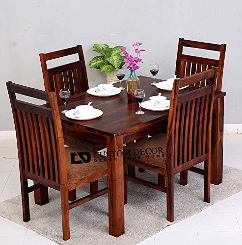 Custom Decor Rectangle sheesham Wood Standard Dining Table 4 Seater ...