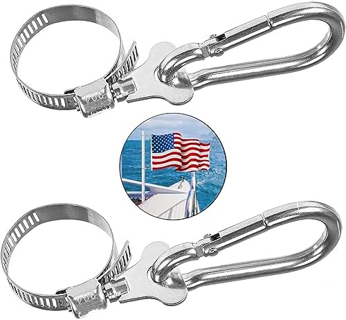 Amazon.com : JUNHOME 2-Piece flagpole Ring, Stainless Steel Adjustable ...