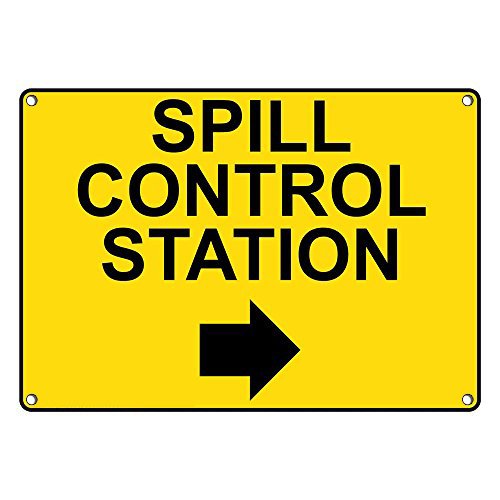 Weatherproof Plastic Spill Control Station (with Right Arrow) Sign with ...