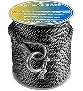 Amazon.com: Premium Anchor Rope 50 ft x 3/8 inch, Solid Braid MFP ...