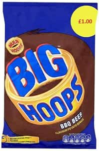 Hula Hoops Big Hoops BBQ Beef Flavour Potato Rings Crisps & Snacks 96g ...