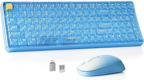 Amazon.com: Wireless Transparent Keyboard and Mouse Combo, UBOTIE Blue ...