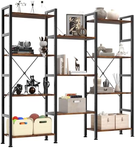 Amazon.com: DUMOS Wide Bookshelf with Adjustable Shelves, Convertible 3 ...