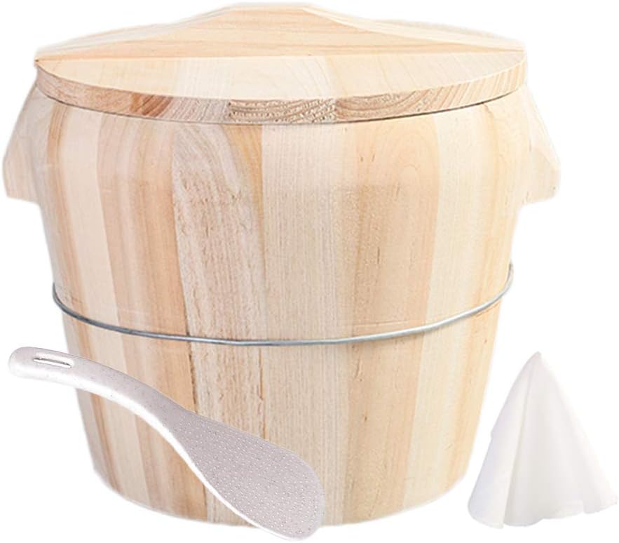 Amazon.com: Hcooker Handmade Rice Bucket Wood Cooking Steamer Cedarwood ...