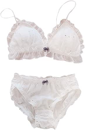 YOMORIO Lolita Cute Chiffon Bra and Panty Set Stars Print Ruffle ...