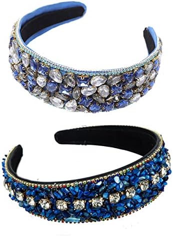 Amazon.com : Royal Blue Light Blue Dark Blue Rhinestone Women Headband ...