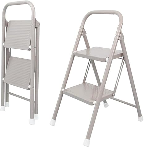 Amazon｜WEIMALL 脚立 2段 折りたたみ 踏み台 耐荷重150kg ステップスツール はしご ステップ台 ステップラダー インテリア ハンドル付き（2段・ベージュ） STP02BE ...