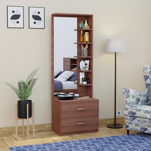BLUEWUD Darci Engineered Wood Wall Mount/Floor Standing Dressing Table ...