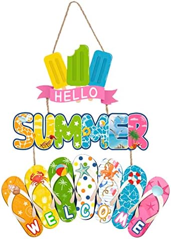 Amazon.com : YHNTGB Hello Summer Welcome Hanging Sign, Fun and Rustic ...