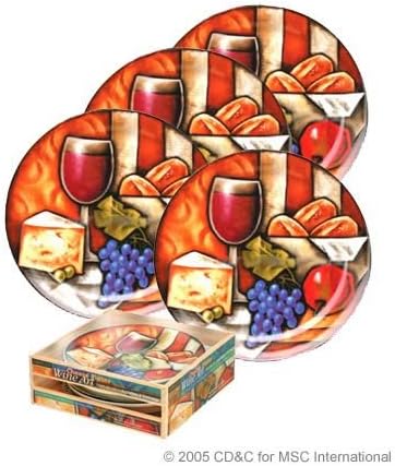 Amazon.com | Wine Art Cheese Plates - Set of 4 by MSC: Plates