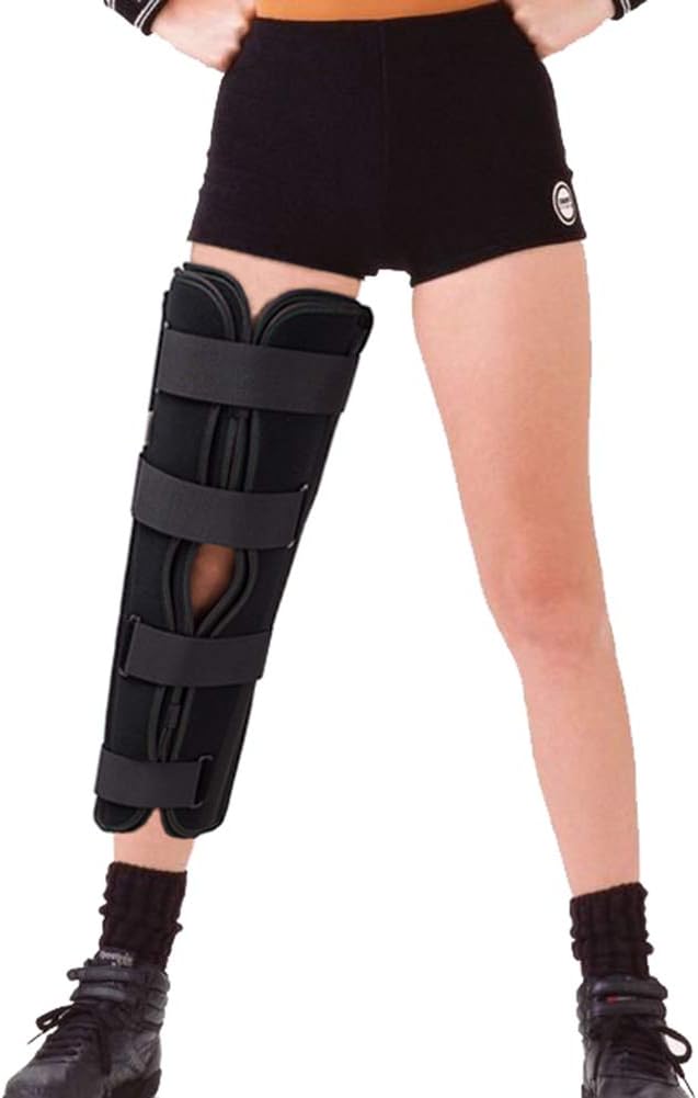 Amazon.com: 3-Panel Knee Immobilizer Full Leg Support Brace, Aluminum alloy Straight Knee Splint ...