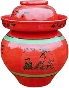 Amazon.com: QPZK Red Traditional Chinese Porcelain Pickle Jar, Ceramic ...