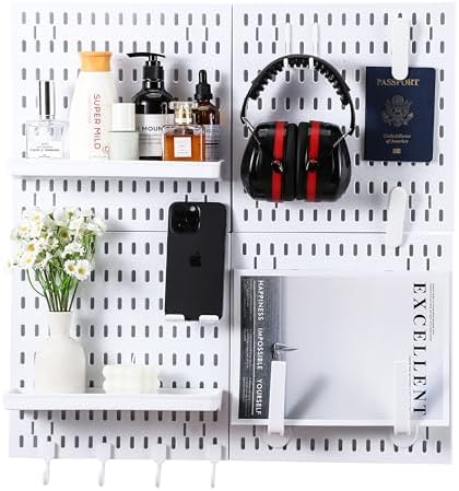 Amazon.com: Haiice 15PCS White Pegboard Wall Organizer, 21" x 21" Wall ...