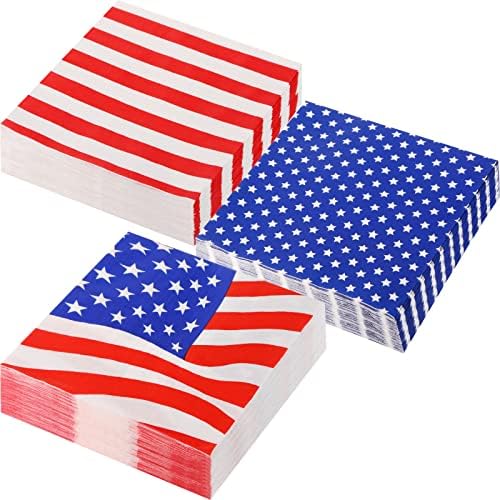 Amazon.com: 200 Pcs American Flag Napkins Patriotic Party Supplies 4th ...