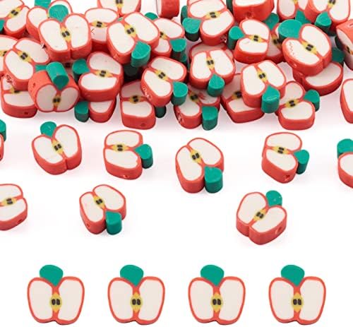Amazon.com: 50Pcs Red Apple Handmade Polymer Clay Beads Apple Slice ...