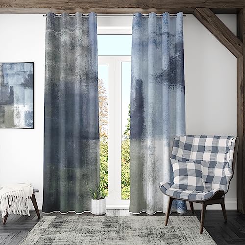 Dusty Blue Abstract Art Curtains