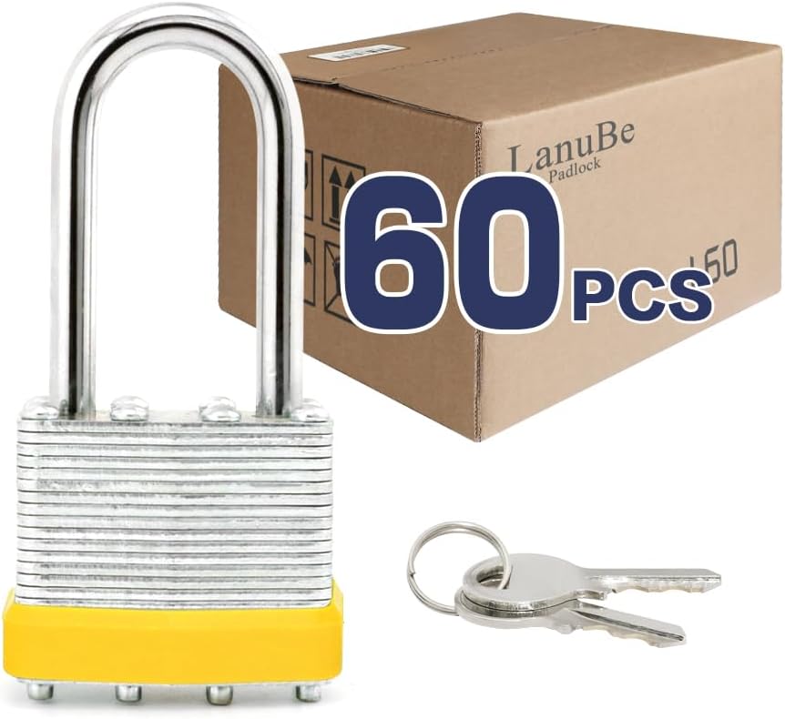 LanuBe Lock Laminated Steel Padlock (1-9/16", 40mm), keyed Alike Locks ...