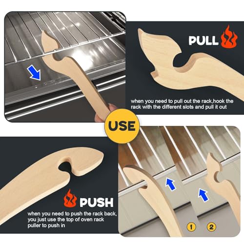 Snapklik.com : Wooden Oven Rack Puller 2 Pack Oven Long Handle Push ...