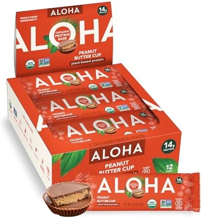 Amazon.com: ALOHA Organic Plant Based Protein Bars - Peanut Butter Cup ...