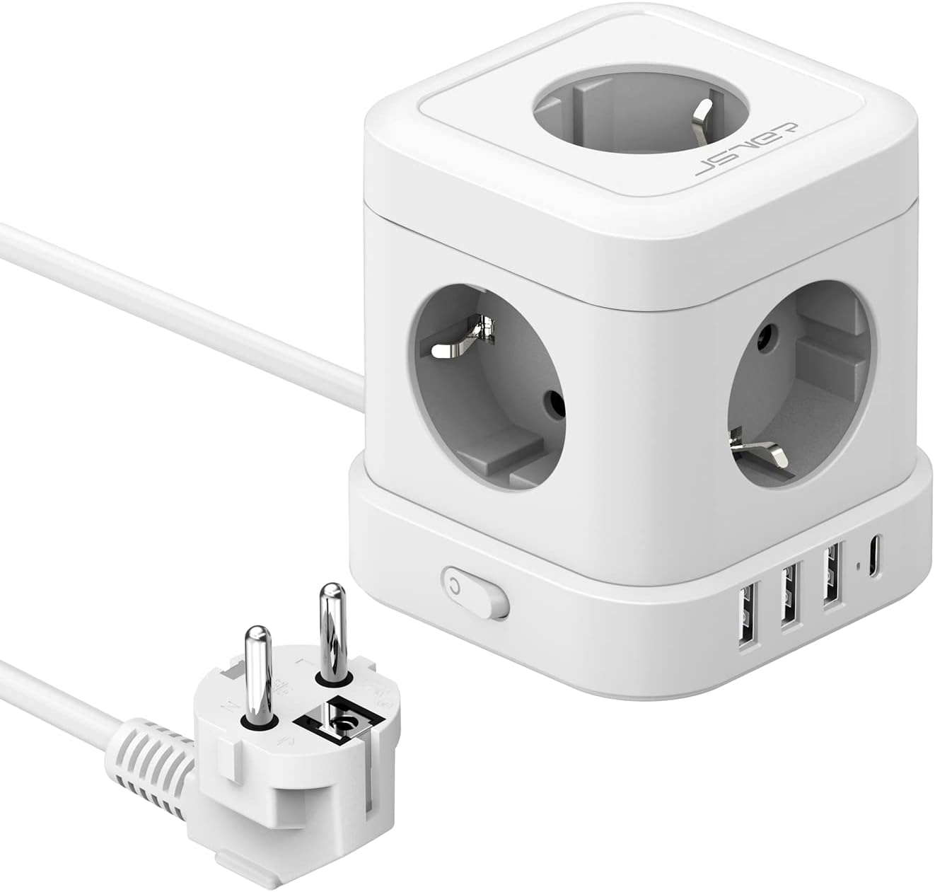 EXTRASTAR 6 in 1 cubo multipresa con USB a 4 prese + 2 porte USB 5 V, 1 ...
