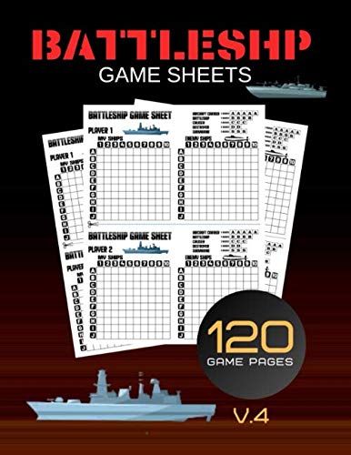 Battleship Game Sheets: 120 Battleship Board Game, Travel Game, Naval ...