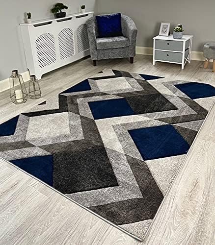 New Small Large Red Silver Grey Geometric Design Area Rugs Mats ...