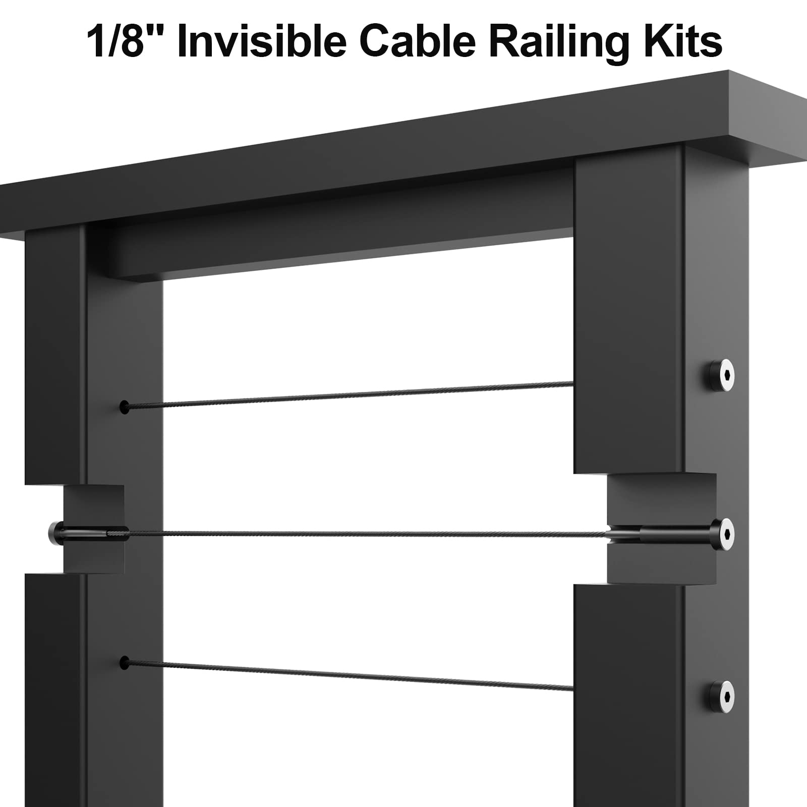 Snapklik.com : BLIKA 20 Pairs 1/8" Black Invisible Cable Railing Kit