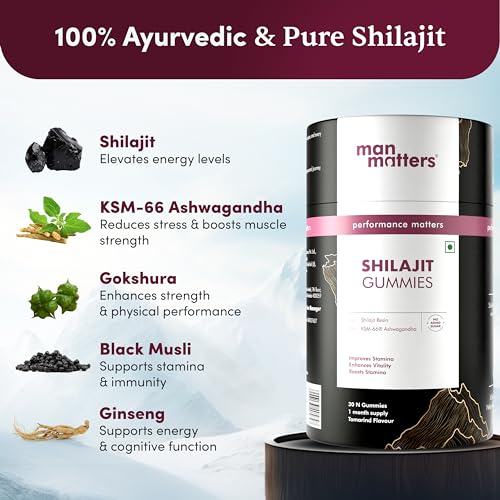 Man Matters Shilajit Gummies With Pure Himalayan Shilajit Resin & Ashwagandha KSM 66 | Boosts ...