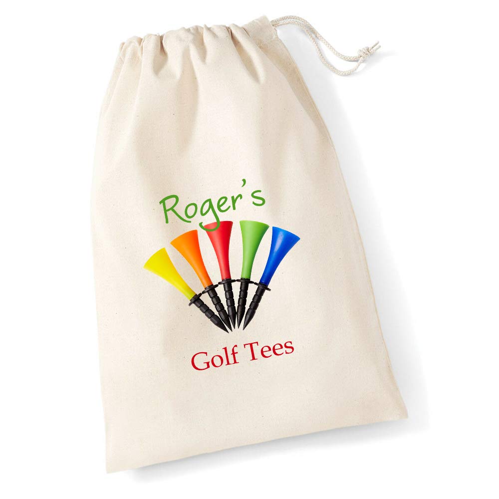 Personalised Golf Drawstring Bag Name Golf Tees Dad Grandad Mum ...