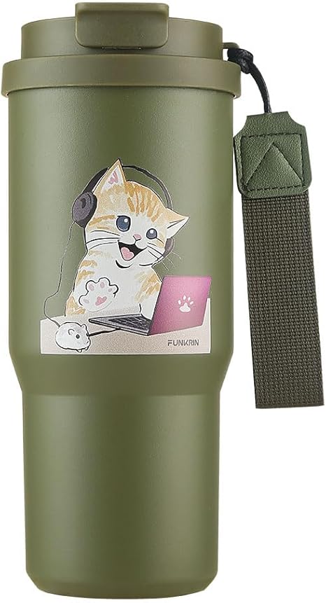 Amazon.com: Funkrin Insulated Coffee Mug with Straw & Flip Lid, 24oz ...