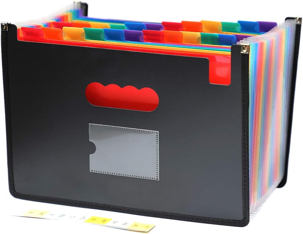 Amazon.com : Multicolored Files Folder Organizer (24 Pockets) Accordion ...