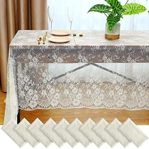Amazon.com: Chumia 10 Pcs Lace Tablecloth Rectangular 60 x 120 Inch ...