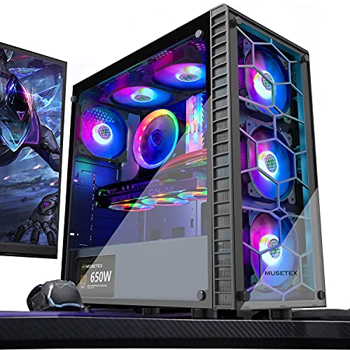 Snapklik.com : MUSETEX 6 RGB LED Dual Fans 2 Translucent Tempered Glass ...