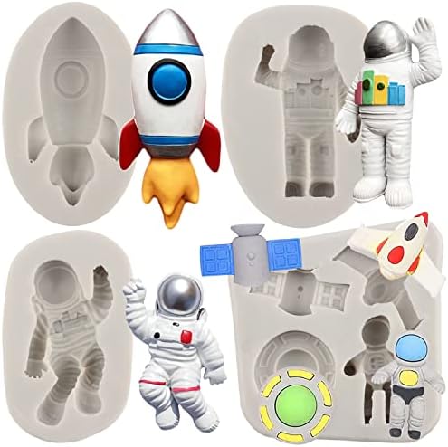 Amazon.com: FCKEMLDS Astronaut Fondant Molds Rocket Planet Silicone ...