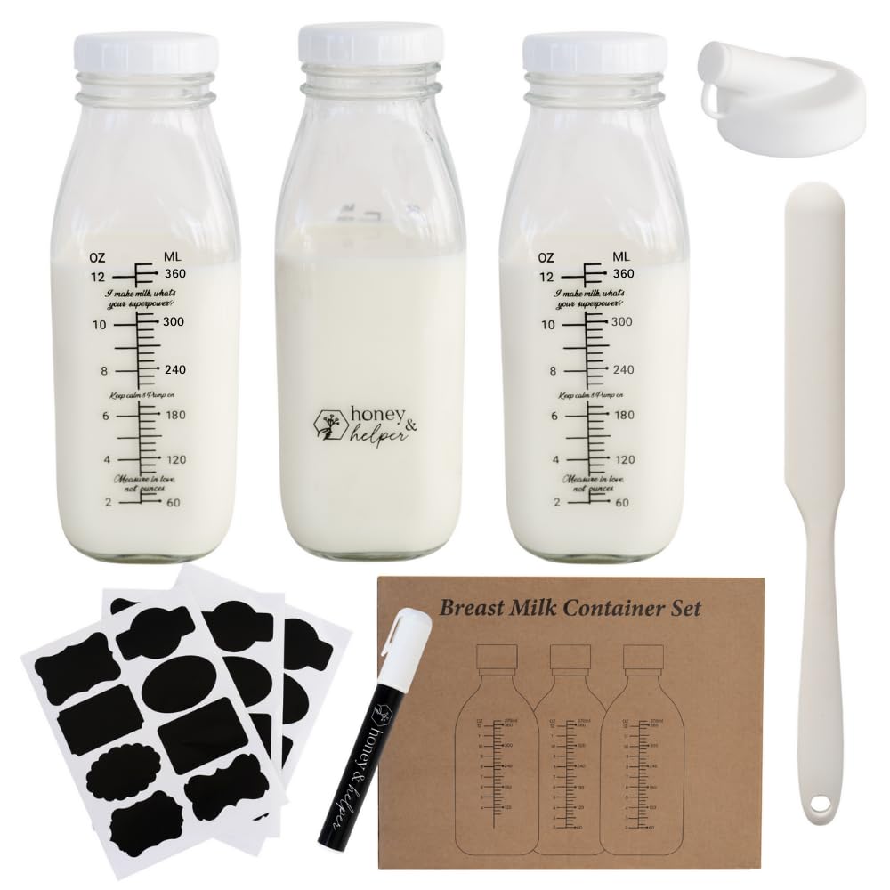 Amazon.com: Breast Milk Pitcher | Set of 3 Glass Breastmilk Storage ...