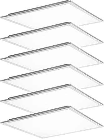 WAWA LED Lighting 2x4 LED Flat Panel Light (6 Pack), Color Temperature 6500K, 72W Dimmable 0-10V ...